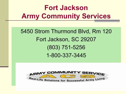 ACS Readiness Briefing Slides - Fort Jackson MWR