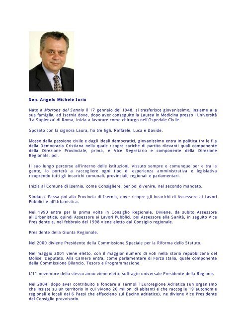Sen. Angelo Michele Iorio Nato a Morrone del Sannio il 17 gennaio ...