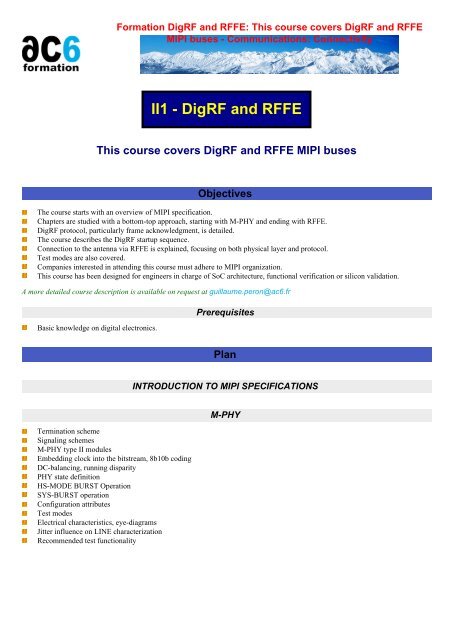 This course covers DigRF and RFFE MIPI buses - Ac6-formation