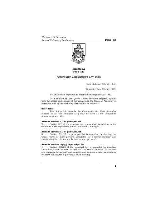 Companies Amendment Act 1993.pdf - Bermuda Laws Online