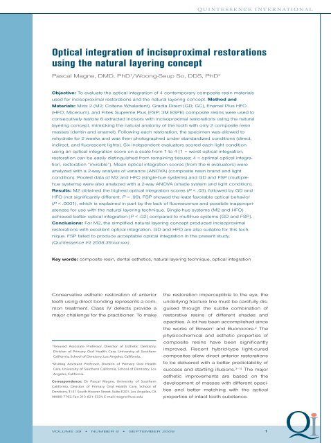 Natural Layering Quint Int Magne 2008 - edudent international