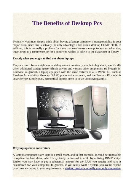 The Benefits of Desktop Pcs
