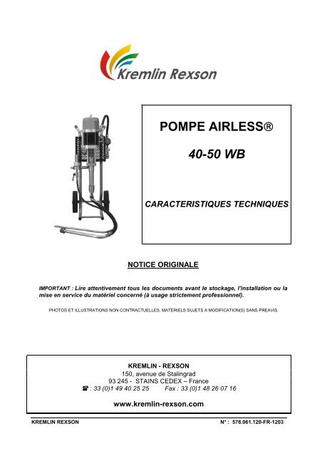 POMPE AIRLESS® 40-50 WB - Kremlin Rexson