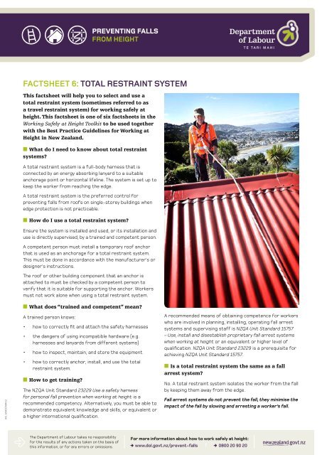 Total Restraint System: Factsheet 6. Working ... - Business.govt.nz