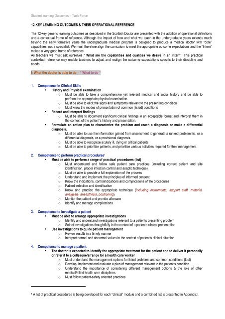 Generic Learning Outcomes - Teaching and Learning Resource ... Generic Learning Outcomes - Teaching and Learning Resource ...