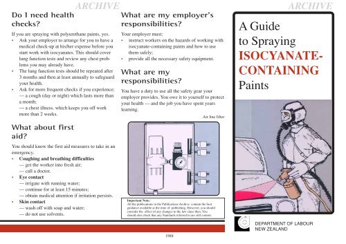 Isocyanate-Containing Paints - A Guide to Spraying - Business.govt.nz