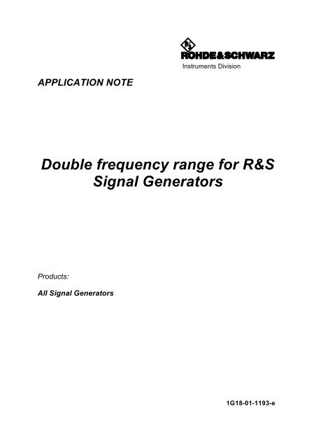 Double frequency range for R&S Signal ... - Rohde & Schwarz