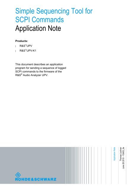 SCPI Remote Control Commands - Rohde & Schwarz Singapore