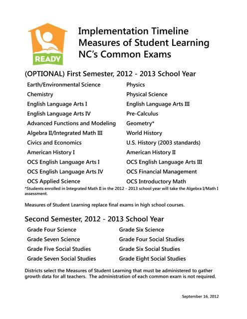 MSL Timeline - NC Social Studies Essential Standards MSL Timeline - NC Social Studies Essential Standards
