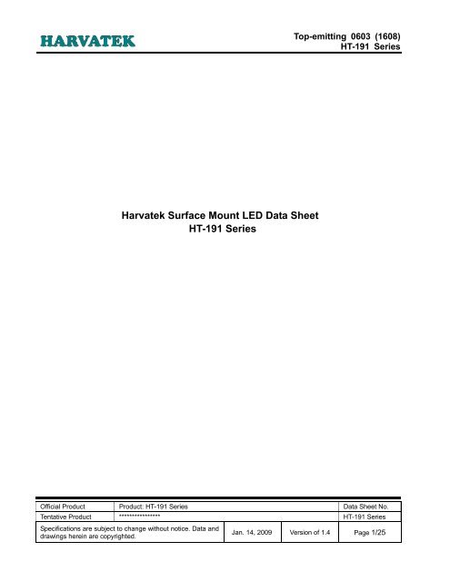 Harvatek Surface Mount LED Data Sheet HT-191 Series
