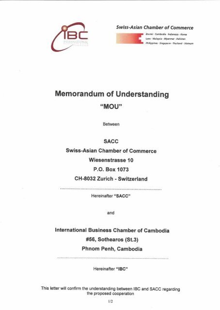 Memorandum of Understanding - International Business Chamber ...