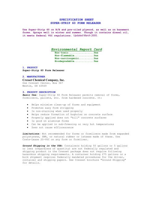 Environmental Report Card - Sweeney Materials