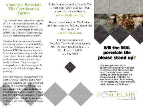 About the Porcelain Tile Certification Agency - Ceramic Tile ...