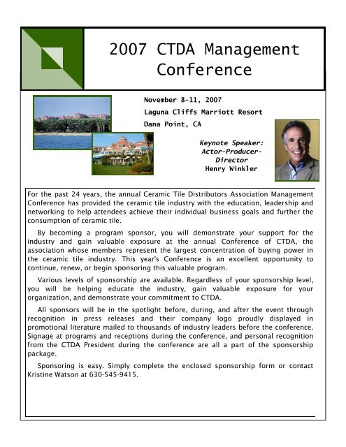 a sponsorship application - Ceramic Tile Distributor Association