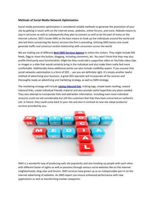 Methods of Social Media Network Optimization