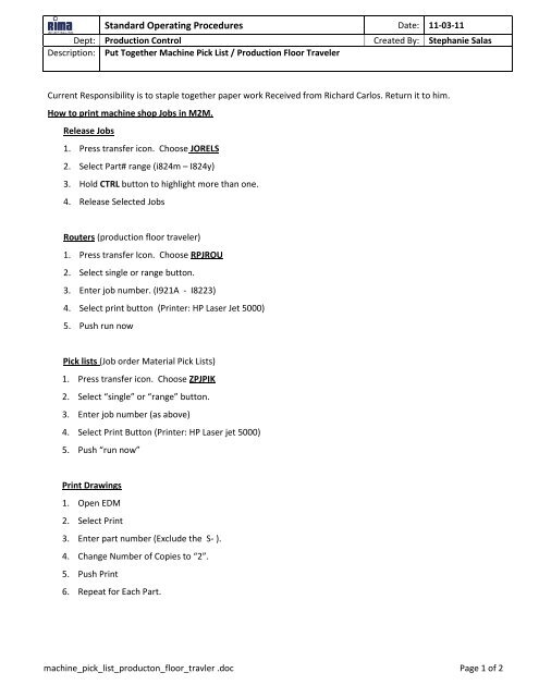 Standard Operating Procedures