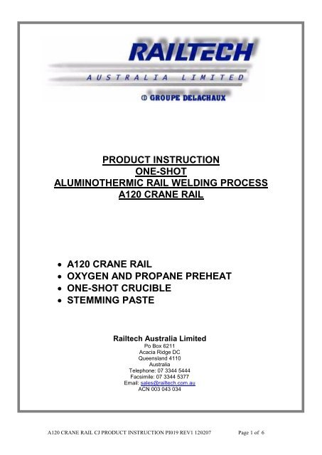 a120 crane rail - Railtech Australia