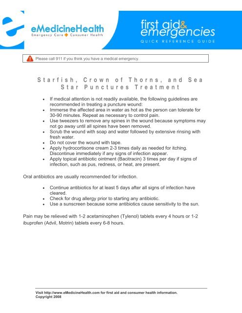 Starfish, Crown of Thorns, and Sea Star Punctures - emedicinehealth