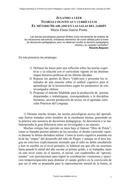 Jugando a leer - silablado.com.ar