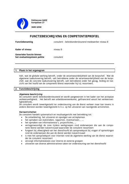 functiebeschrijving en competentieprofiel - Lokale Politie