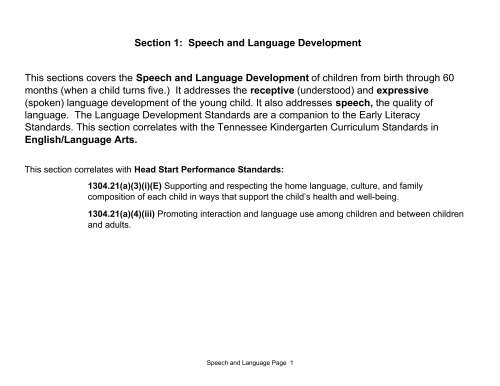 Speech and Language Development