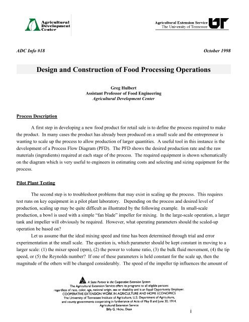 Design and Construction of Food Processing Operations