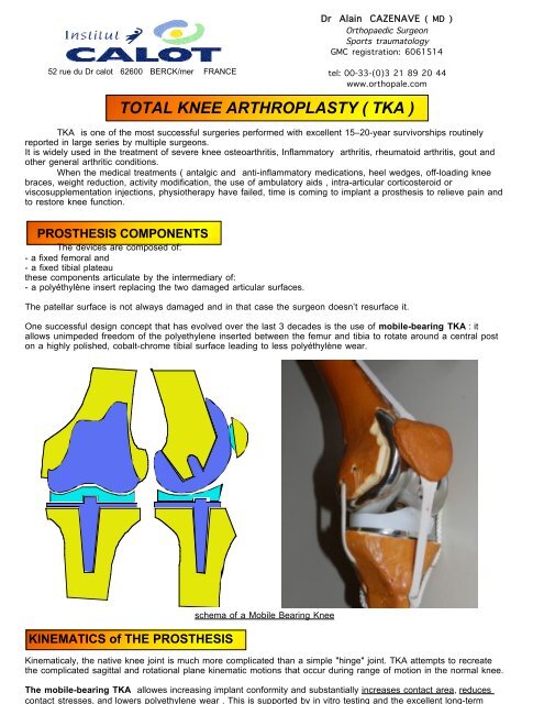 TOTAL KNEE ARTHROPLASTY ( TKA ) - Orthopale.com
