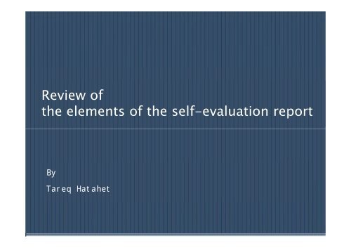 Review of the elements of the self-evaluation report - Tempus ...