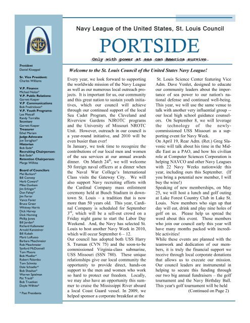 PORTSIDE - Navyleague Councils Support