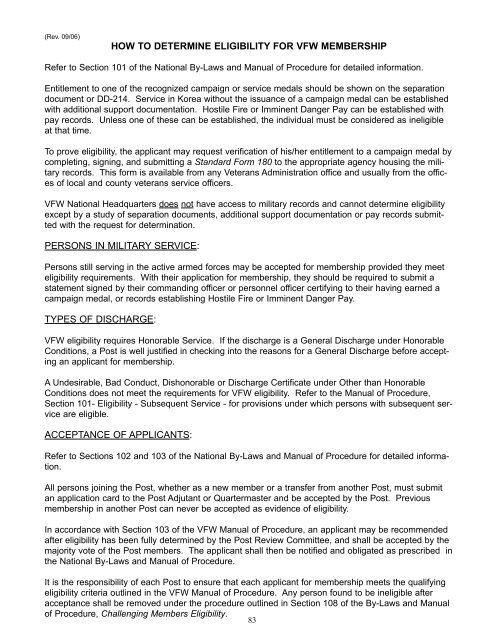 VFW Membership Eligibility Guide - Department of Texas Veterans ...