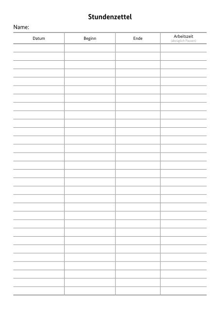 Stundenzettel