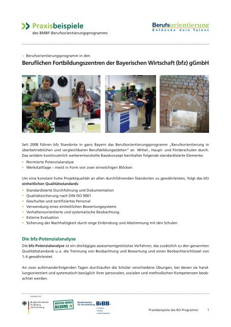 Praxisbeispiel bfz - Berufsorientierungsprogramm
