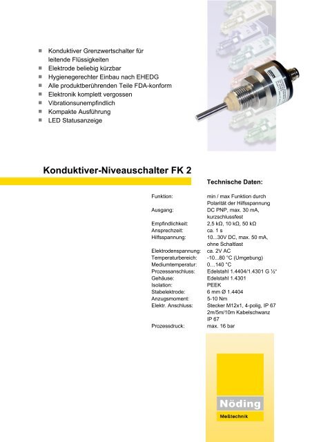 Datenblatt - Nöding Meßtechnik GmbH
