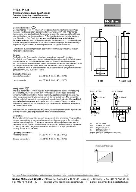 Betriebsanleitung - Nöding Meßtechnik GmbH