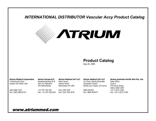International Catalog - Atrium Medical Corporation