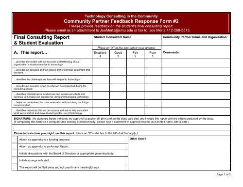 Community Partner Feedback Response Form ... - TechBridgeWorld