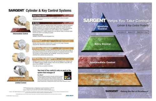 SARGENT Cylinder & Key Control Systems - Sargent Locks