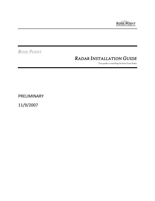 Rose Point Radar Installation Guide - Coastal Explorer