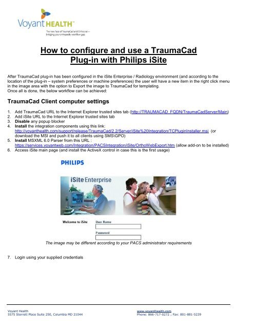 How to configure and use a TraumaCad Plug-in with ... - Voyant Health