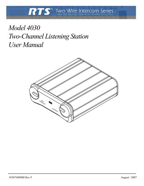 Model 4030 User Manual - RTS