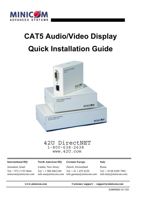 Minicom Audio Video Display System Quick Installation ... - 42U.com