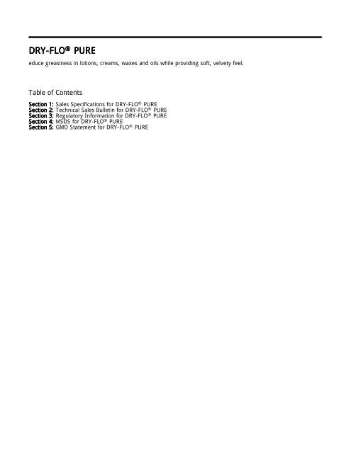 DRY-FLOÂ® PURE starch - Qsi