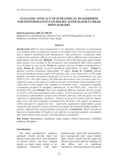 analgesic efficacy of intrathecal diamorphine for - Asja-eg.com
