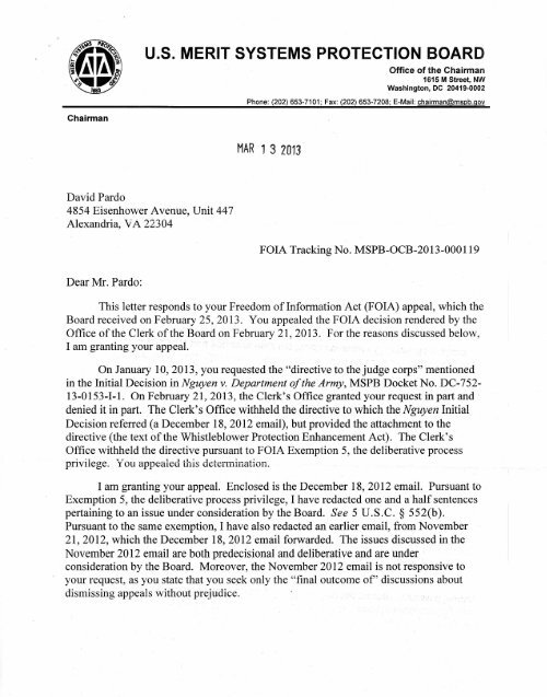 Appeal Grant - MSPB Watch