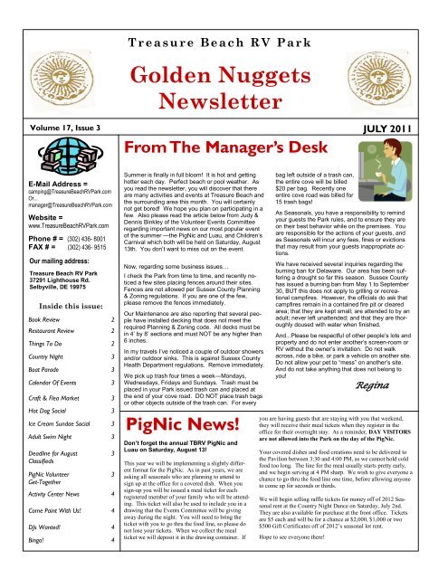 Newsletter - Treasure Beach RV Park and Campground