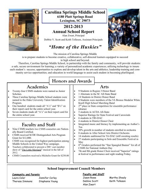 2012-2013 - Carolina Springs Middle School