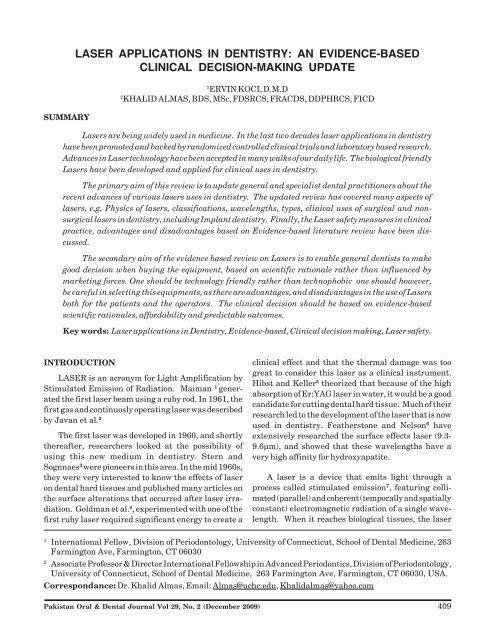 an evidence-based clinical - Pakistan Oral and Dental Journal - PODJ