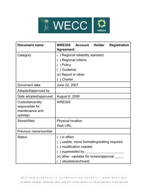 WREGIS Terms of Use.pdf - Western Electricity Coordinating Council
