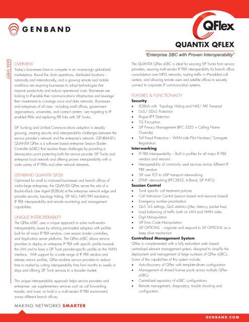 Qflex Enterprise SBC Datasheet - Genband