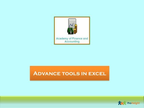 Advance tools in excel